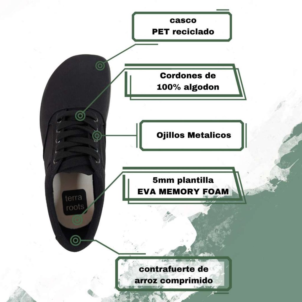 Cotton V1.5 Tenis Negro/Negro – Terra Roots Mexico